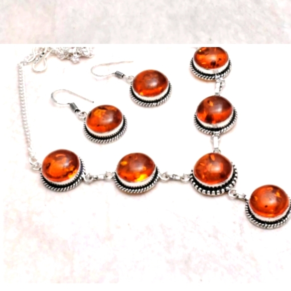 Hand Crafted | Jewelry | New Simulated Amber Set In Sterling Silver ...